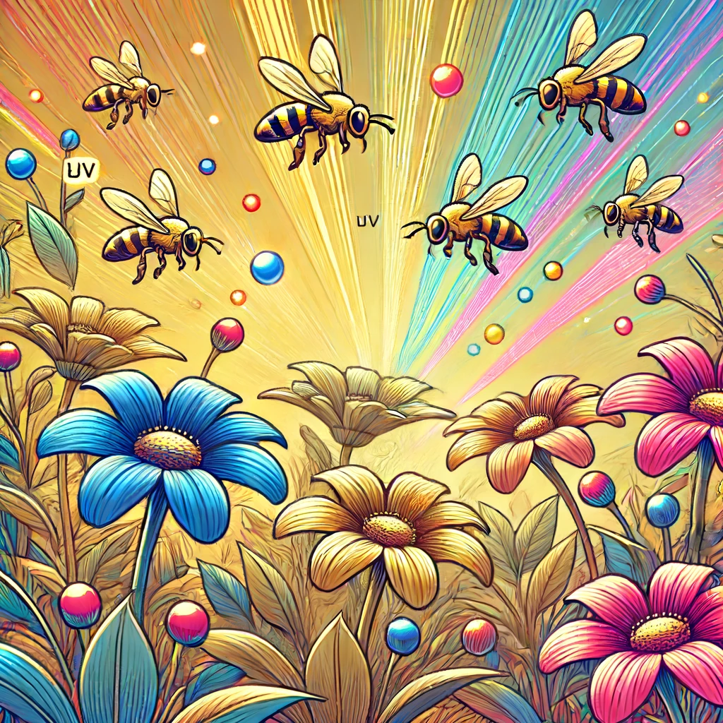 Explain why flowers "speak" to bees through UV patterns?
