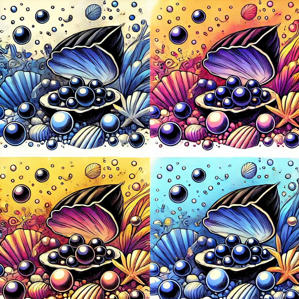 Explain why some shells produce black pearls?