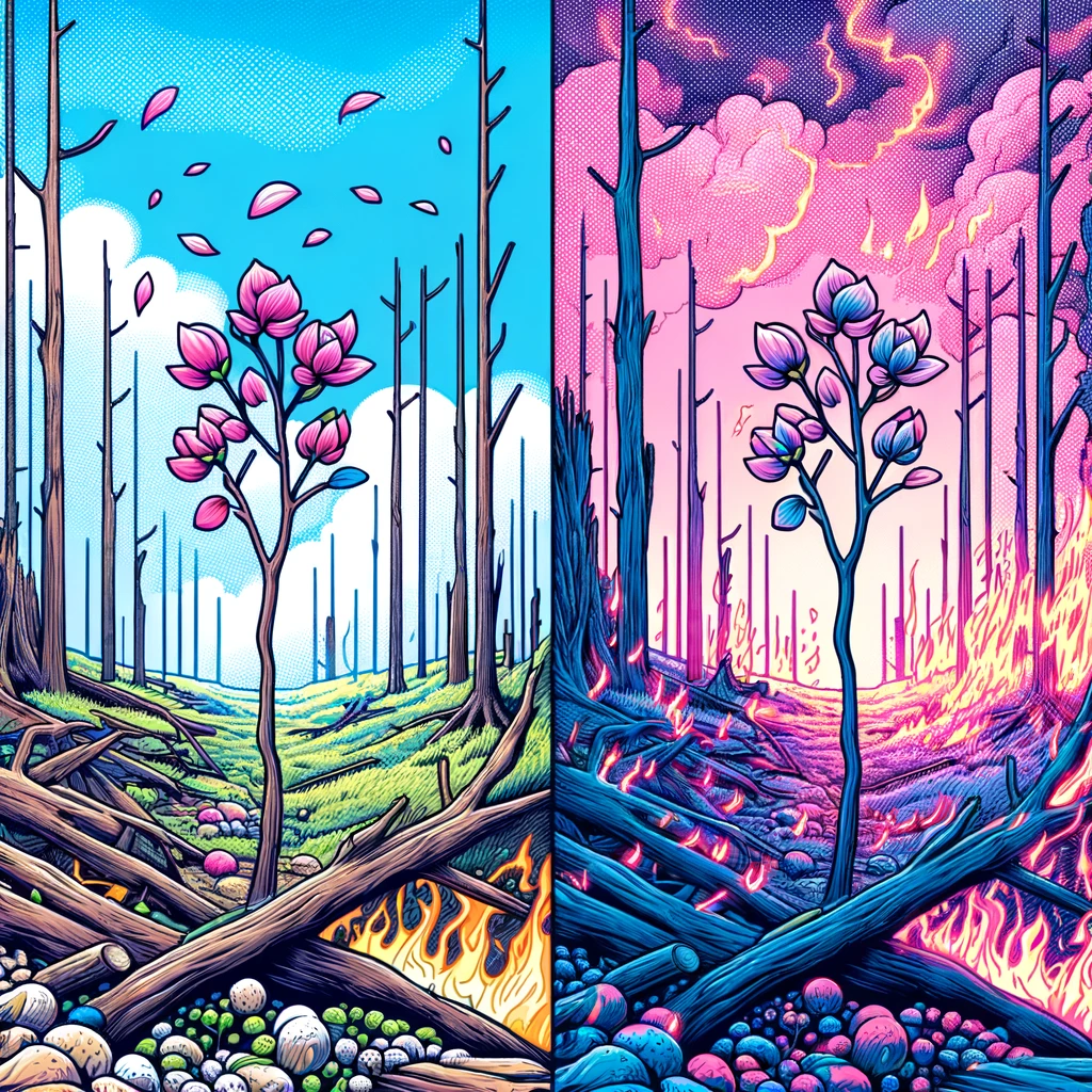 Explain why the seeds of some trees only germinate after a forest fire?