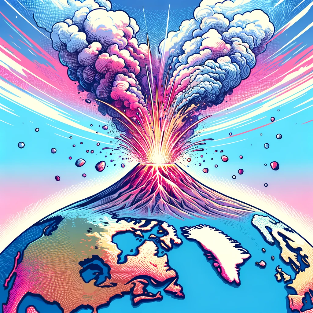 Explain why volcanic eruptions can have an impact on the global climate.