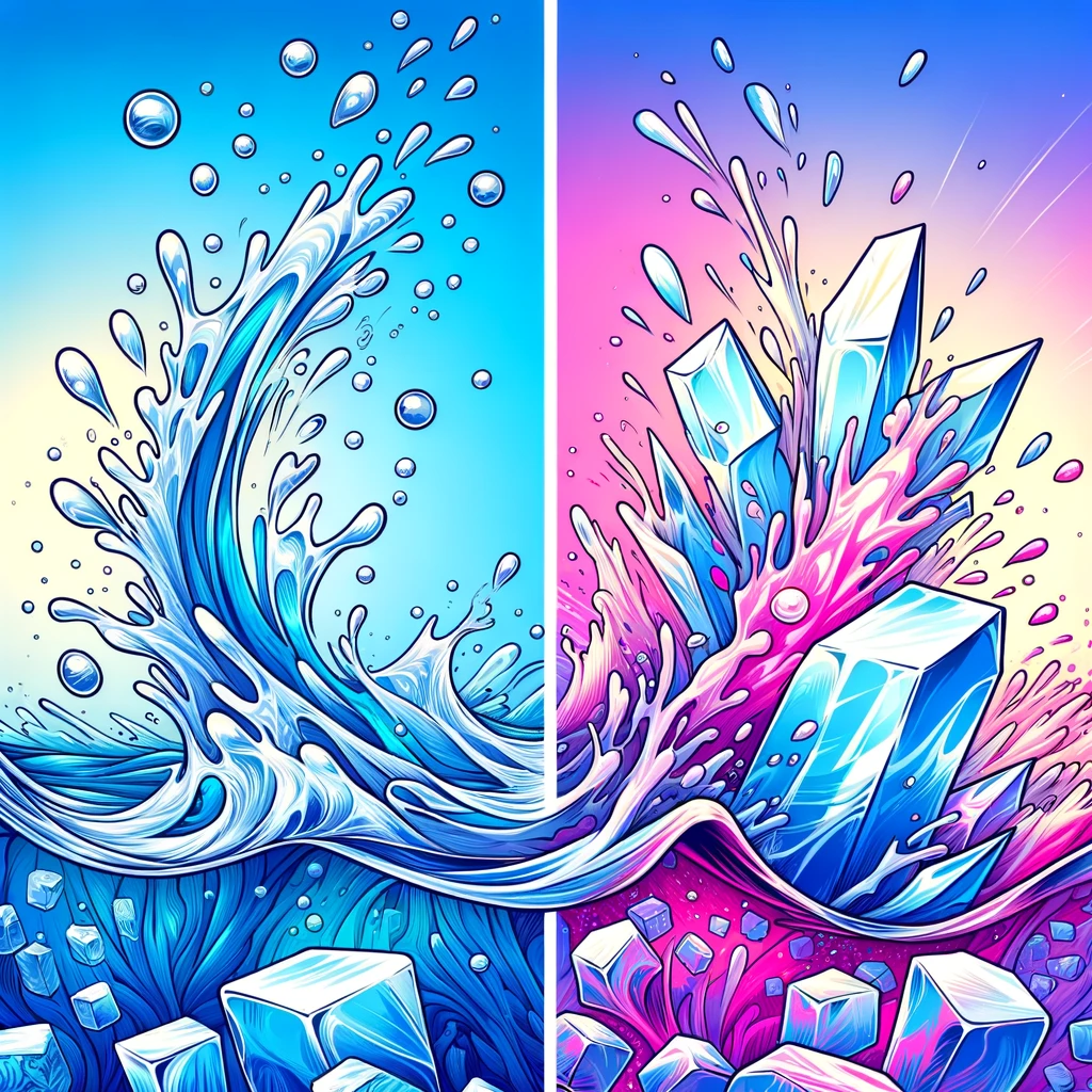 Explain why water is transparent while ice is opaque?