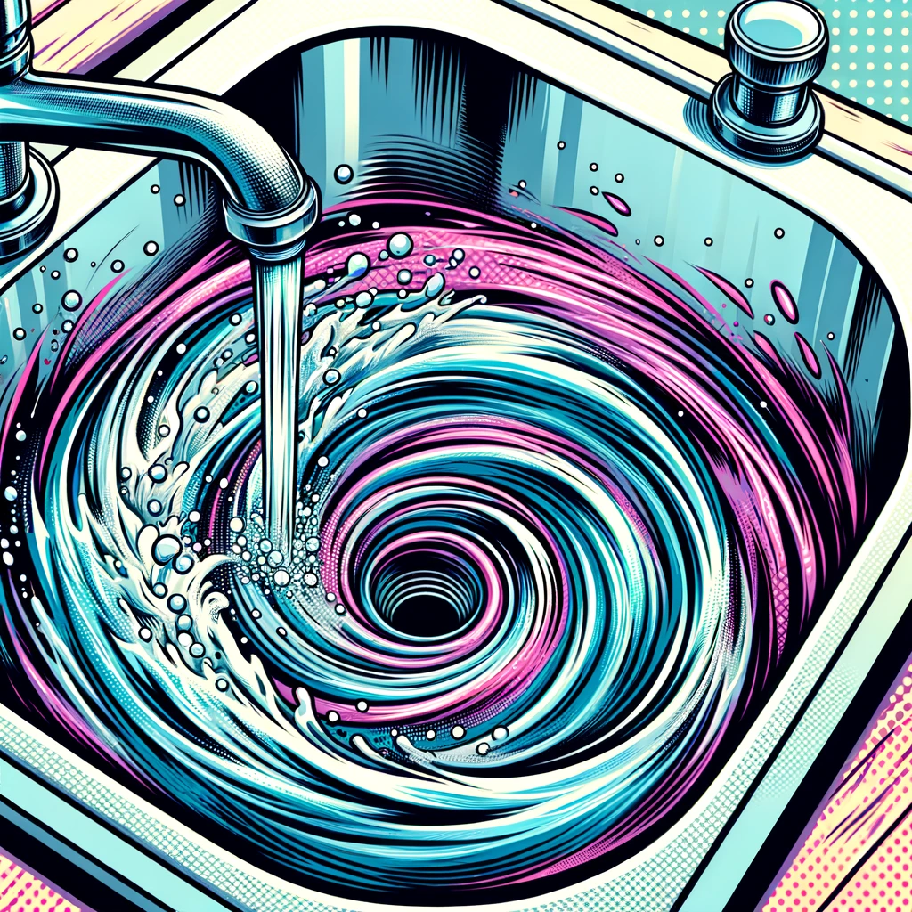 Explain why water swirls as it drains in a sink?